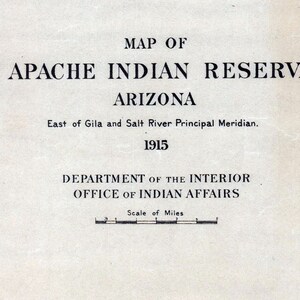 1915 Map of Fort Apache Indian Reservation Arizona - Etsy