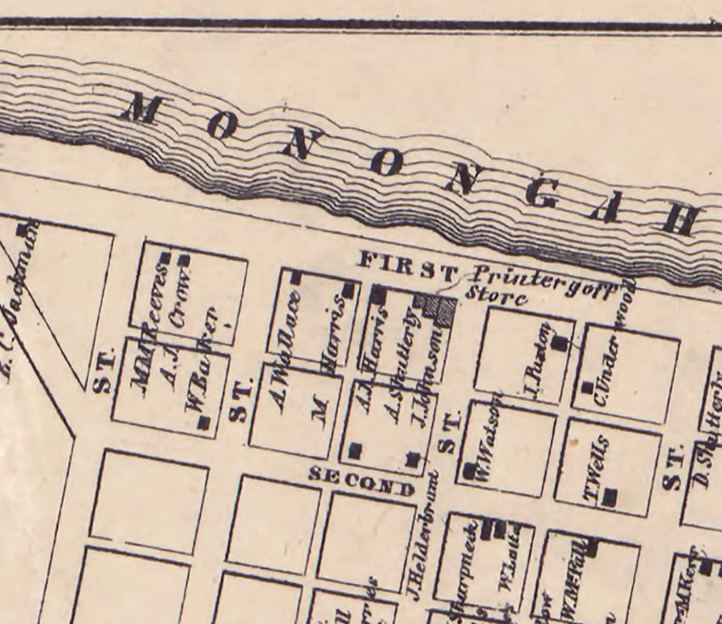 1861 Town Map of California Washington County Pennsylvania - Etsy