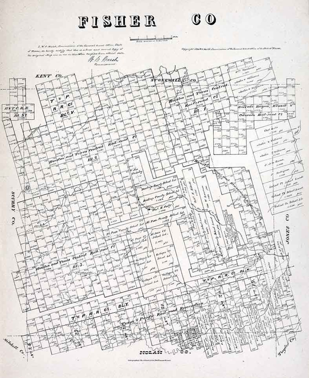 1880 Farm Line Map of Fisher County Texas - Etsy