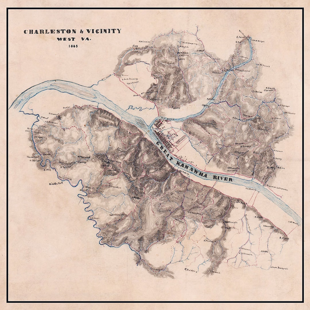 1865 Map of Charleston West Virginia - Etsy
