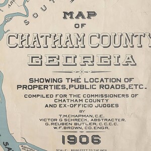 1906 Map of Chatham County Georgia Savannah - Etsy