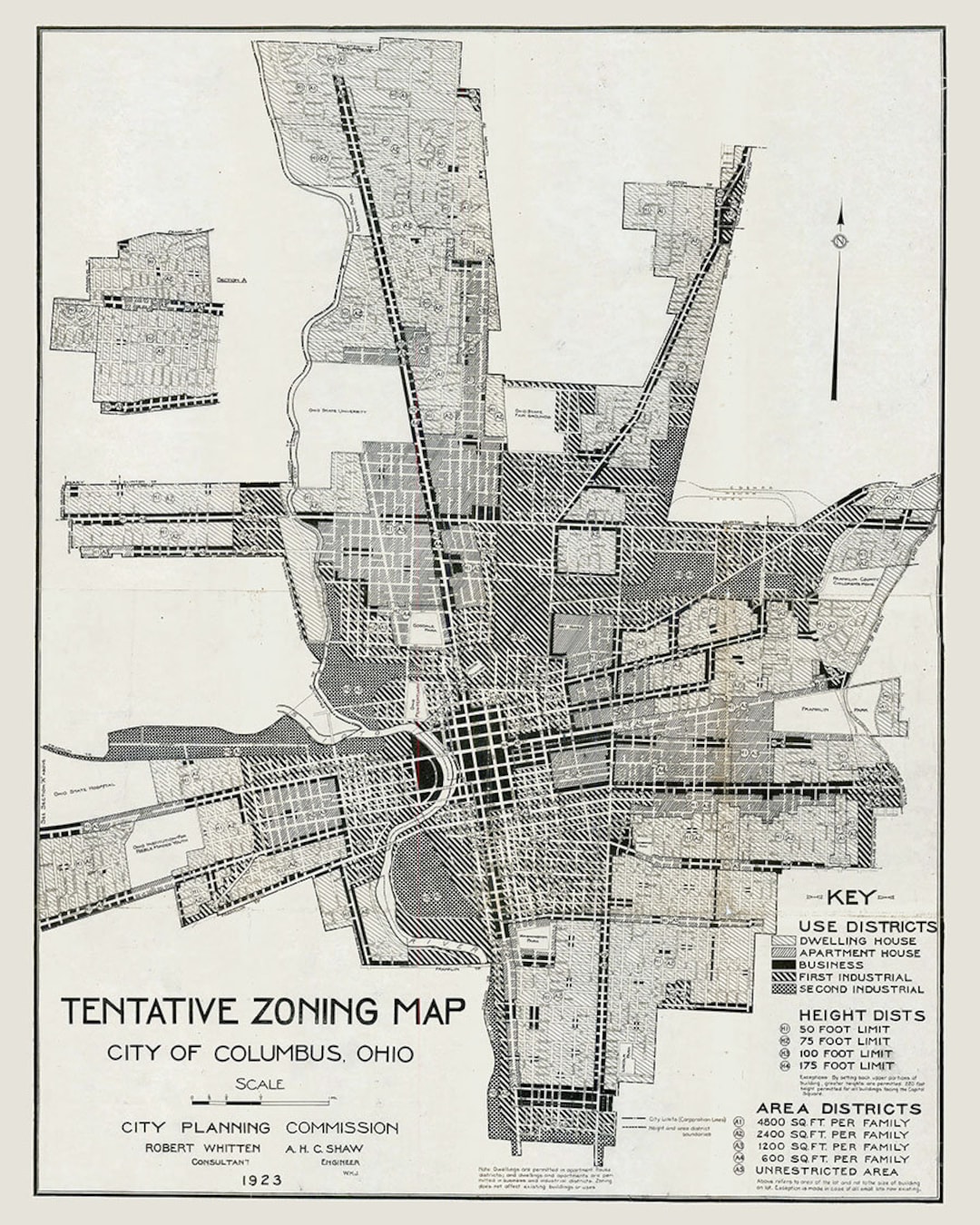 1923 Map of Columbus Ohio - Etsy