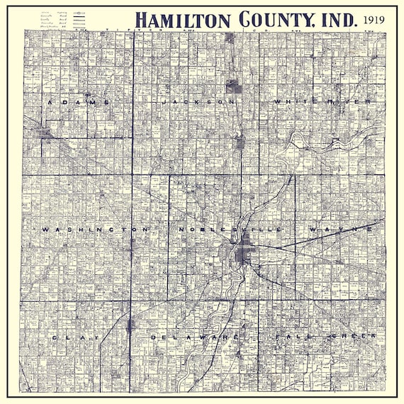 1919 Farm Line Map of Hamilton County Indiana - Etsy