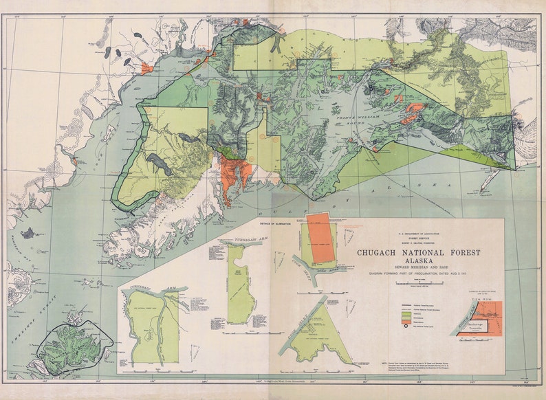 1919 Map of Chugach National Forest Alaska - Etsy Ireland
