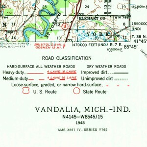 1948 Topo Map of Vandalia Michigan Quad Chain Lake - Etsy