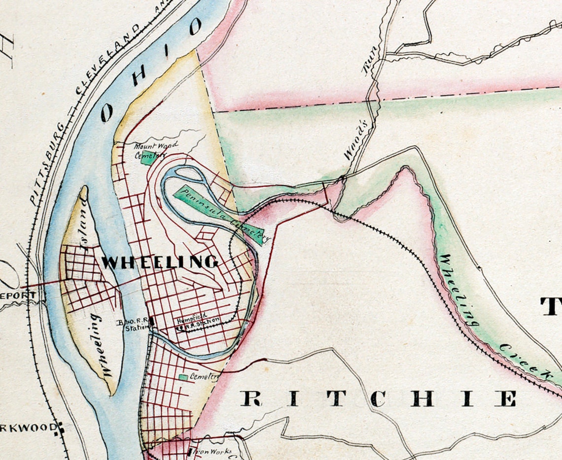 1889 Map of Ohio County West Virginia - Etsy UK