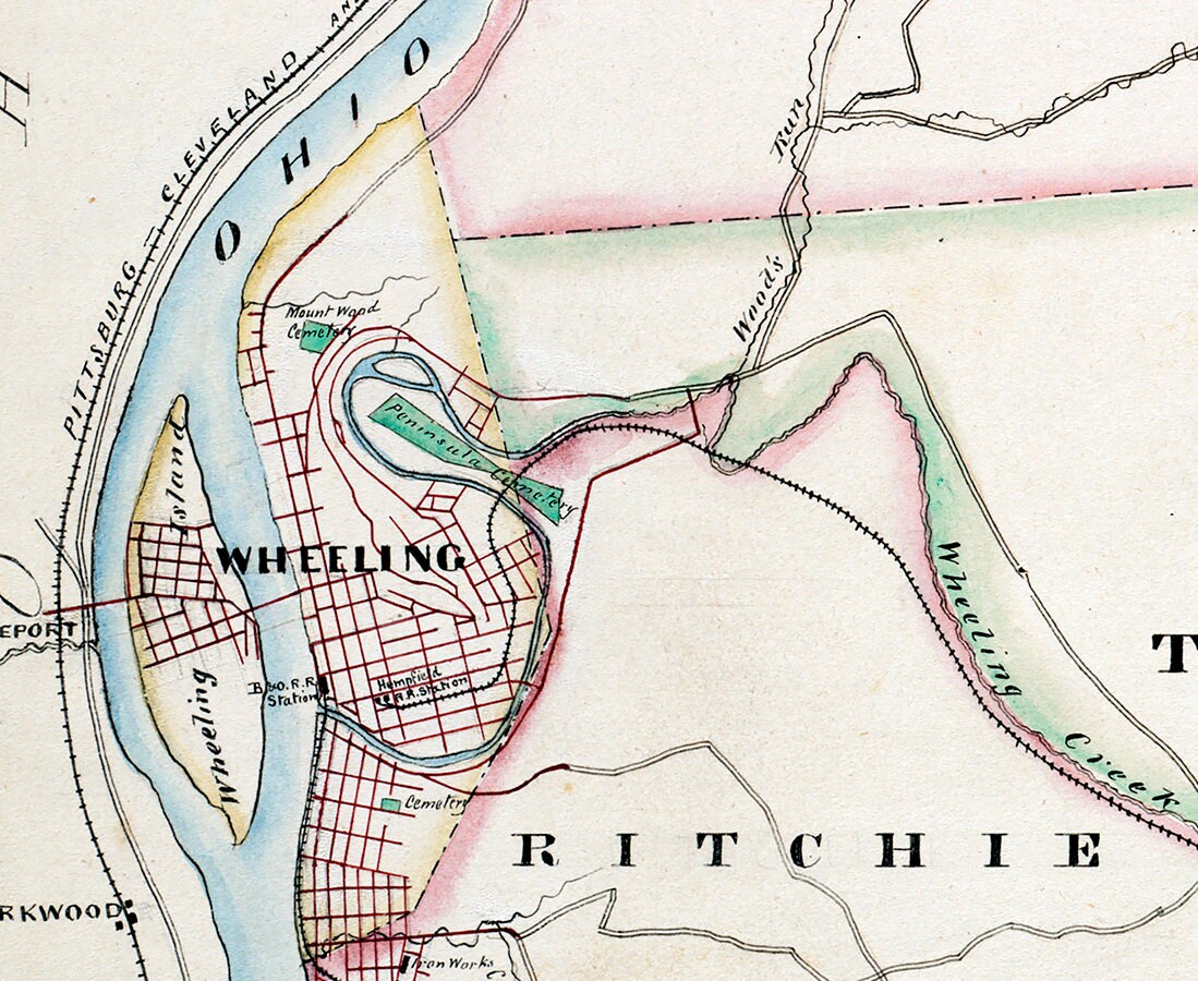 1889 Map of Ohio County West Virginia - Etsy UK
