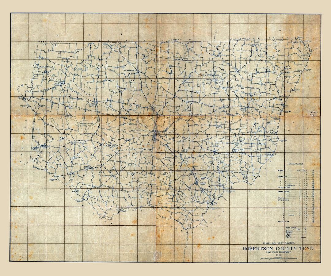 1920 Map of Robertson County Tennessee - Etsy