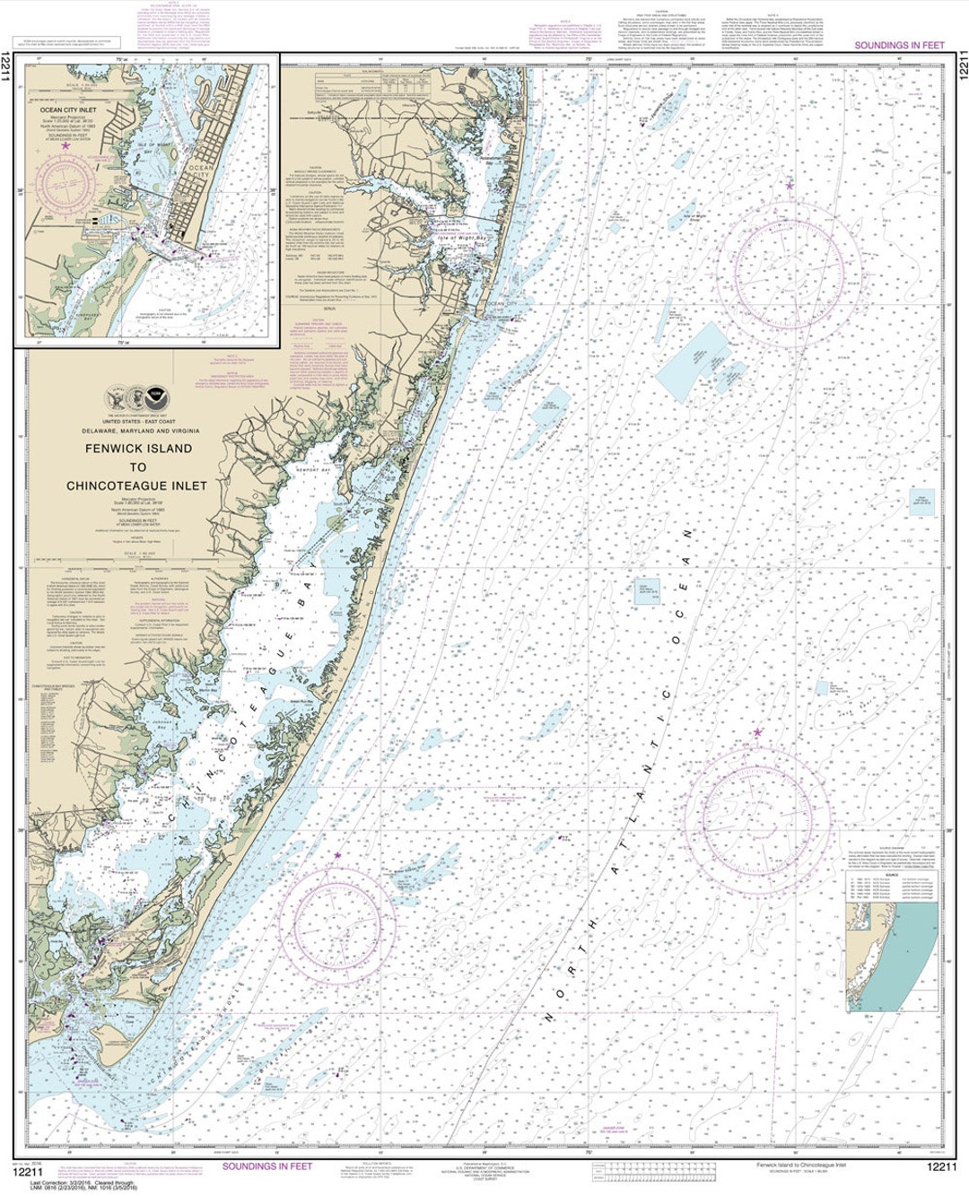 2016 Nautical Map of Fenwick Island to Ocean City Inlet - Etsy