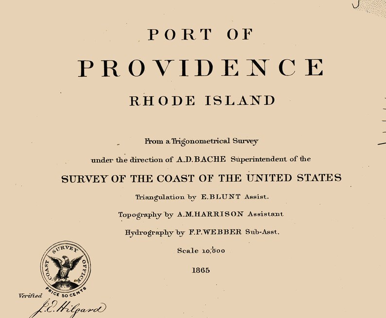 1865 Nautical Chart Port of Providence Rhode Island - Etsy