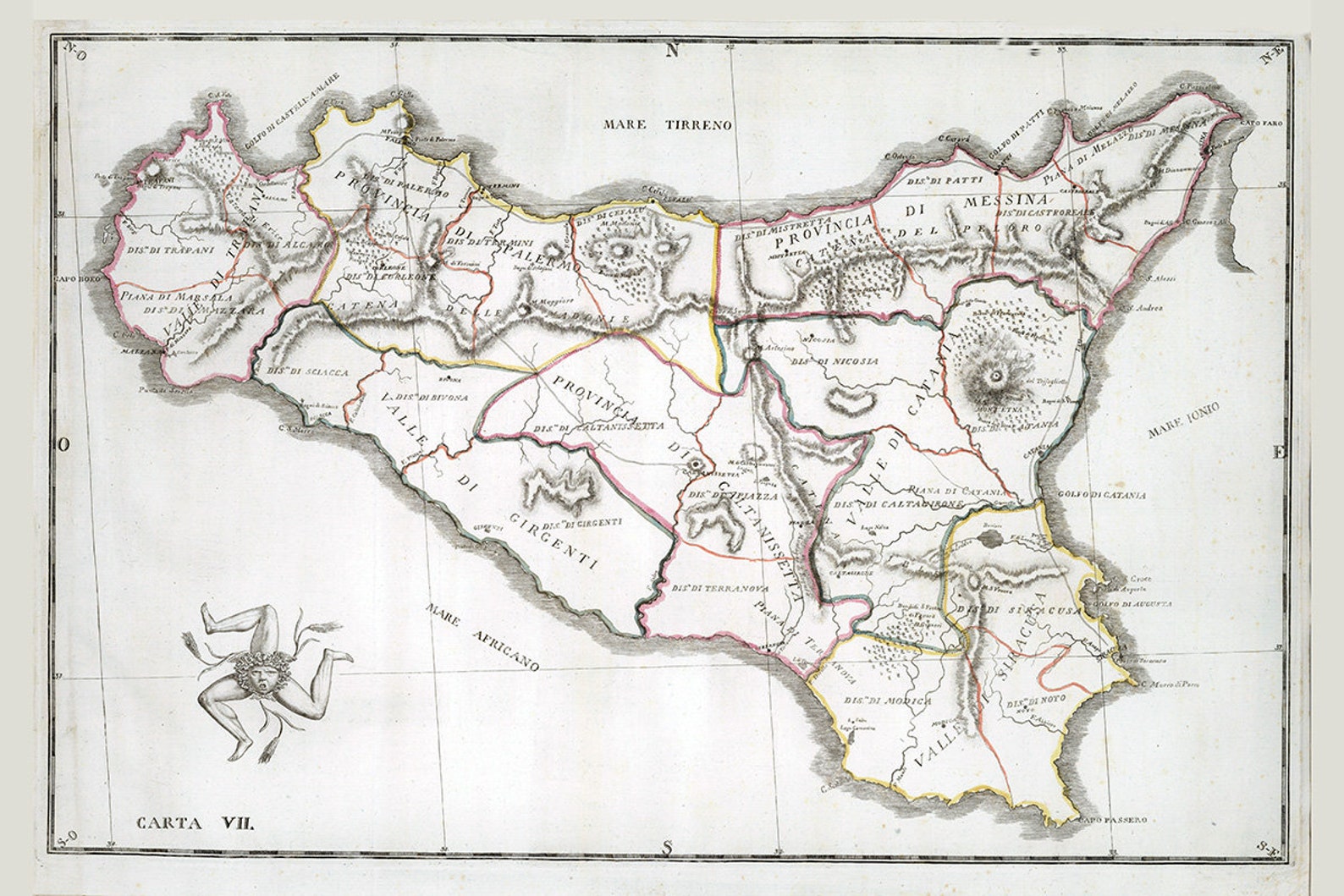 1825 Map of Sicily Italy - Etsy