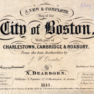 1841 Map of Boston Massachusetts - Etsy