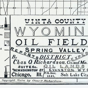 1903 Map of Uinta County Wyoming Oil Fields - Etsy