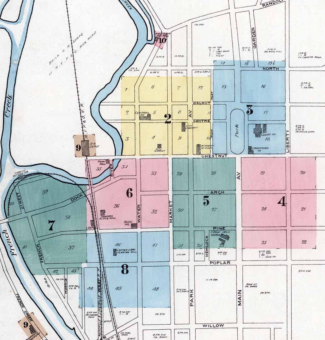1886 Town Map of Meadville Crawford County Pennsylvania - Etsy
