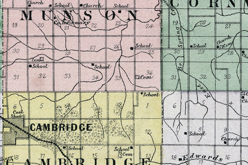 1893 Map of Henry County Illinois Cambridge - Etsy