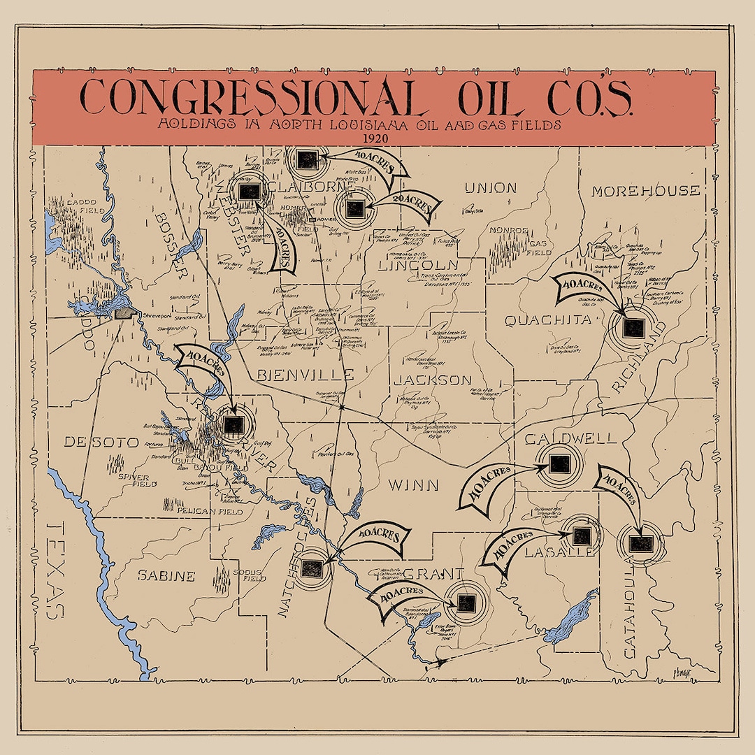 1920 Map of North Louisiana Oil and Gas Fields - Etsy