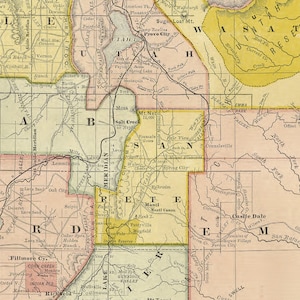 1881 Map of Utah - Etsy