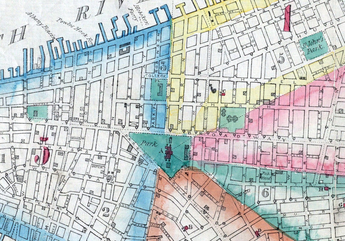 1834 Map of New York City - Etsy