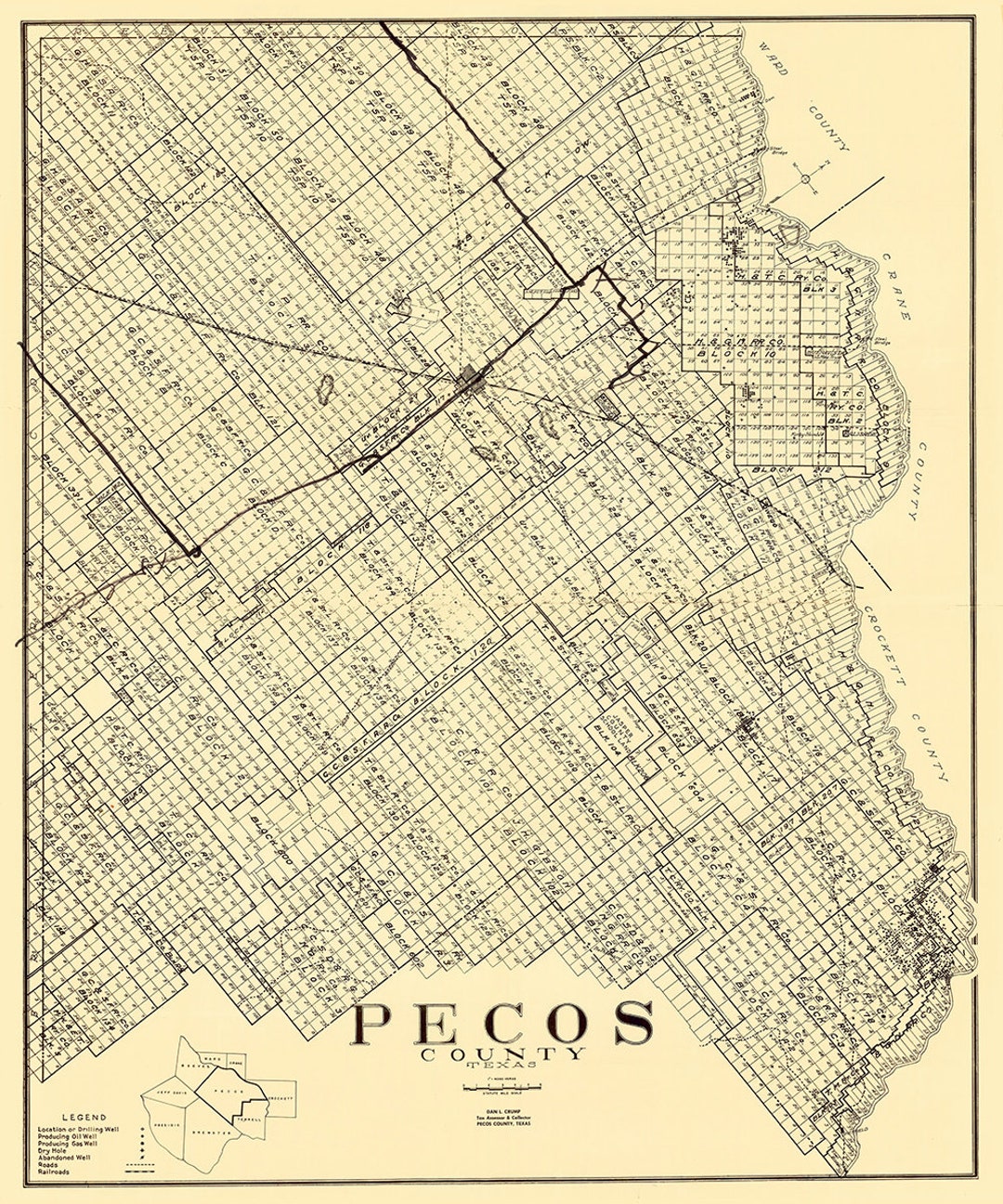 1920s Map of Pecos County Texas Oil Field - Etsy