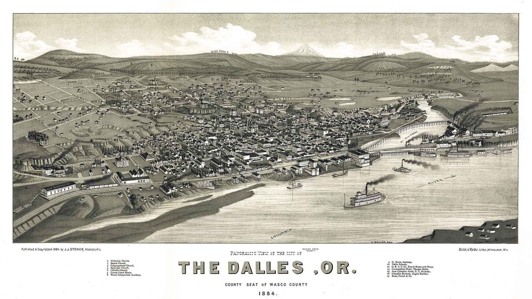 1884 Panoramic Map of the Dallas Oregon - Etsy