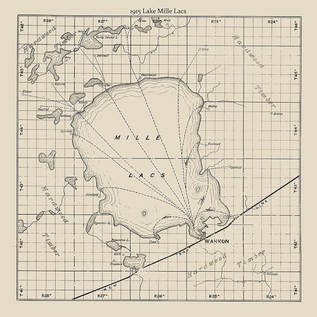 1915 Map of Lake Mille Lacs Minnesota - Etsy