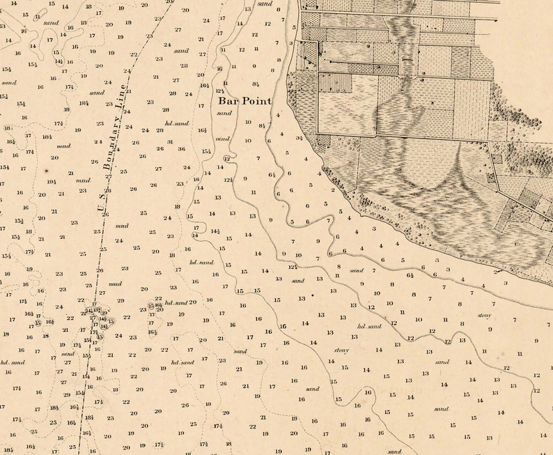 1874 Nautical Chart of Mouth Detroit River - Etsy Canada