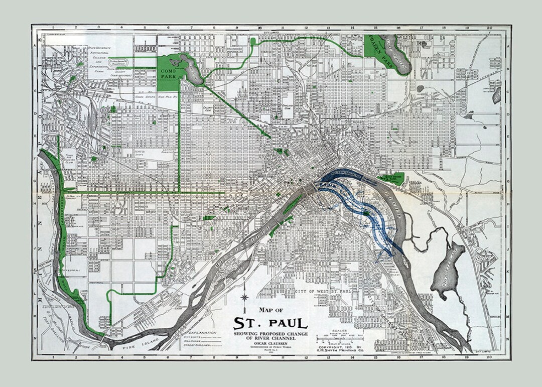 1912 Map of Saint Paul Minnesota - Etsy