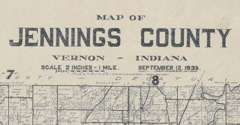 1935 Farm Line Map of Jennings County Indiana - Etsy