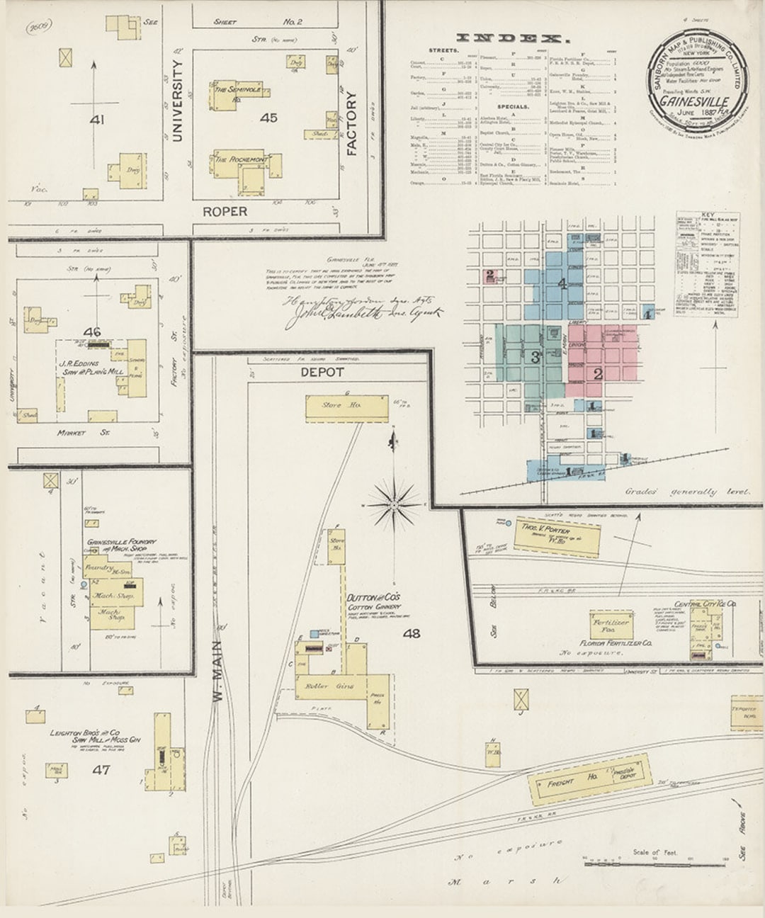 1887 Town Map of Gainesville Alachua County Florida - Etsy
