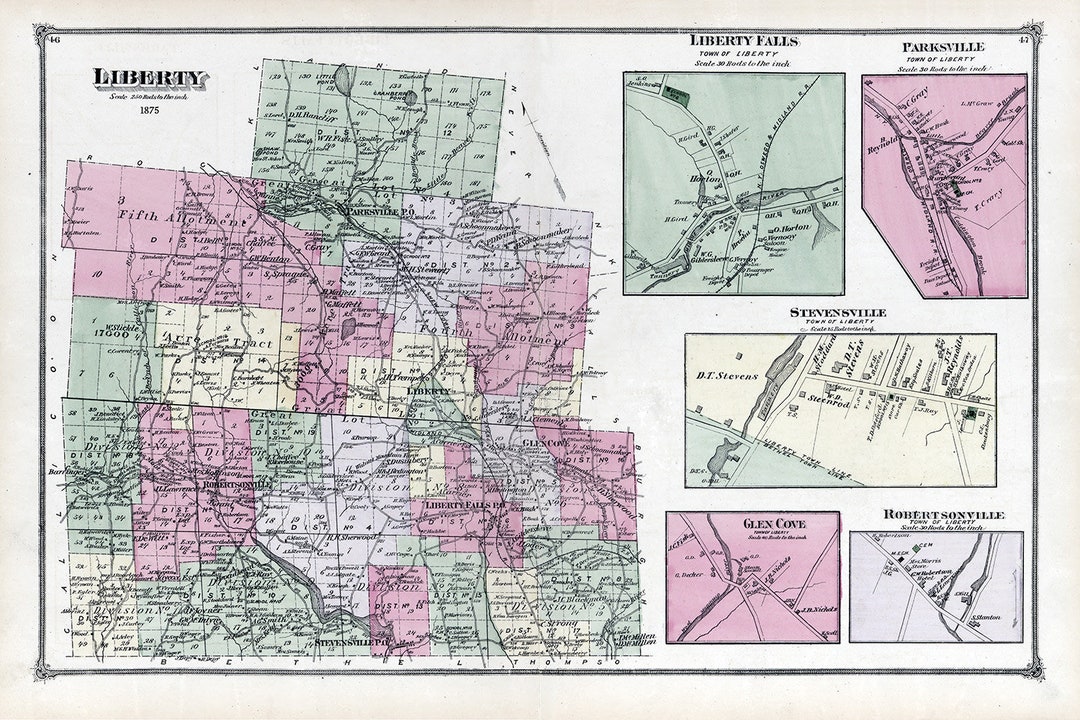 1875 Map of Liberty Township Sullivan County New York - Etsy
