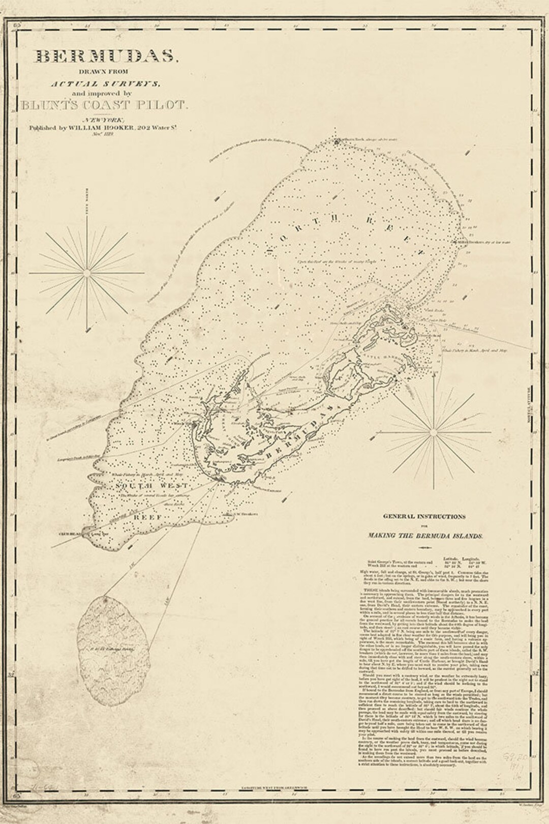 1819 Map of the Bermuda Islands - Etsy