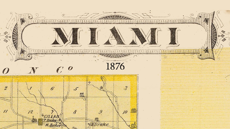 1876 Map of Miami County Indiana Xenia - Etsy