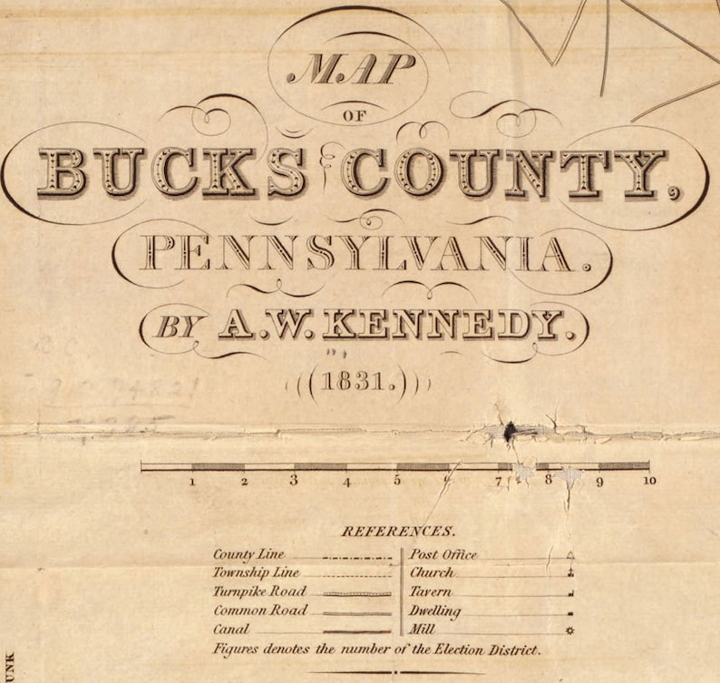 1831 Map of Bucks County Pennsylvania | Etsy
