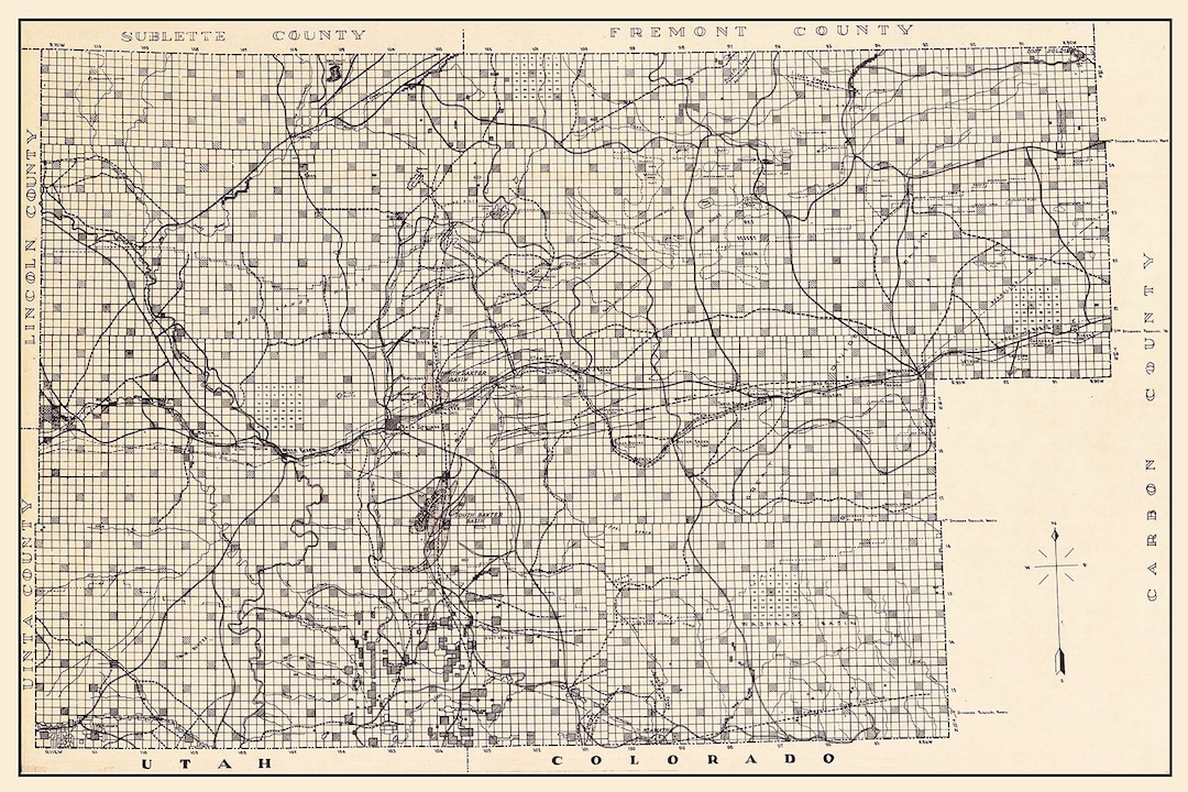 1937 Map of Sweetwater County Wyoming - Etsy