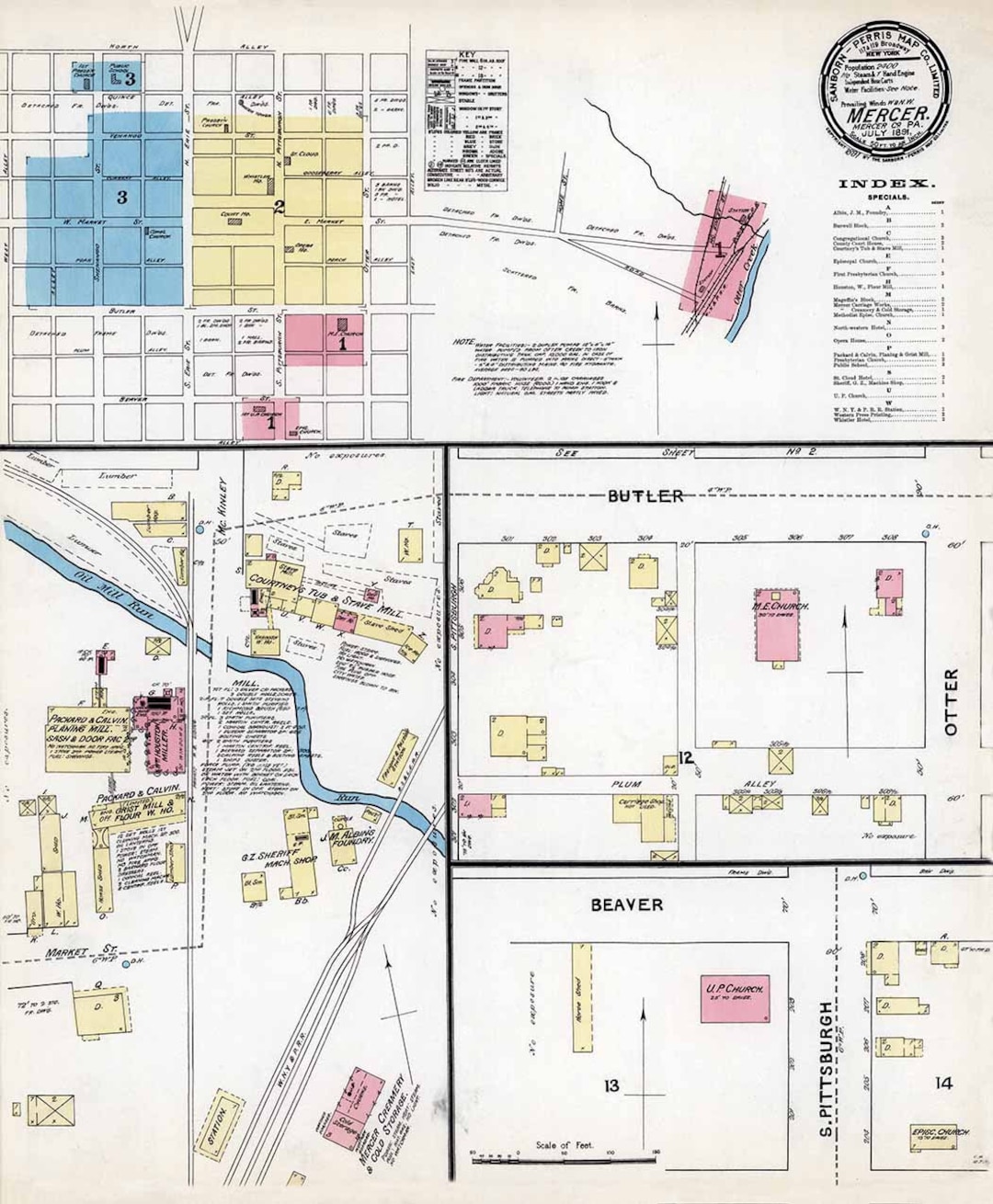 1891 Town Map of Mercer County Pennsylvania - Etsy