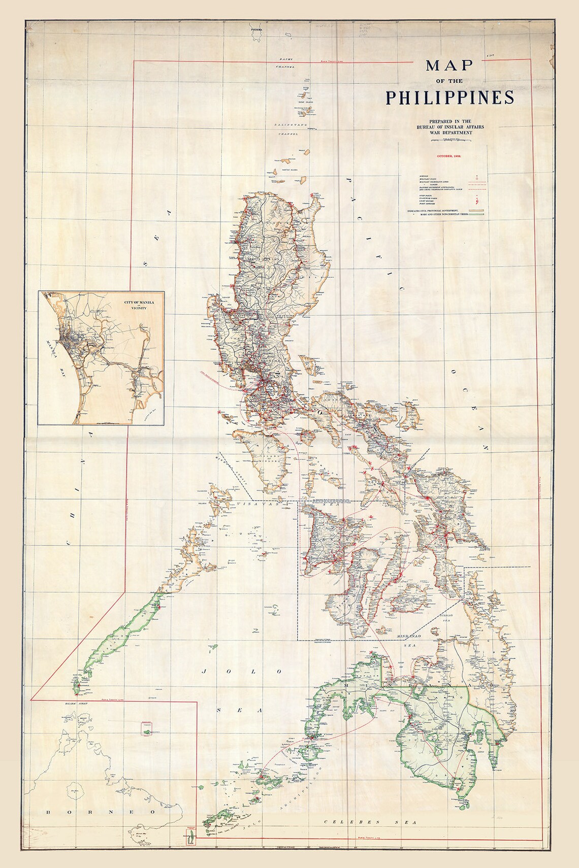 1902 Map of the Philippines - Etsy