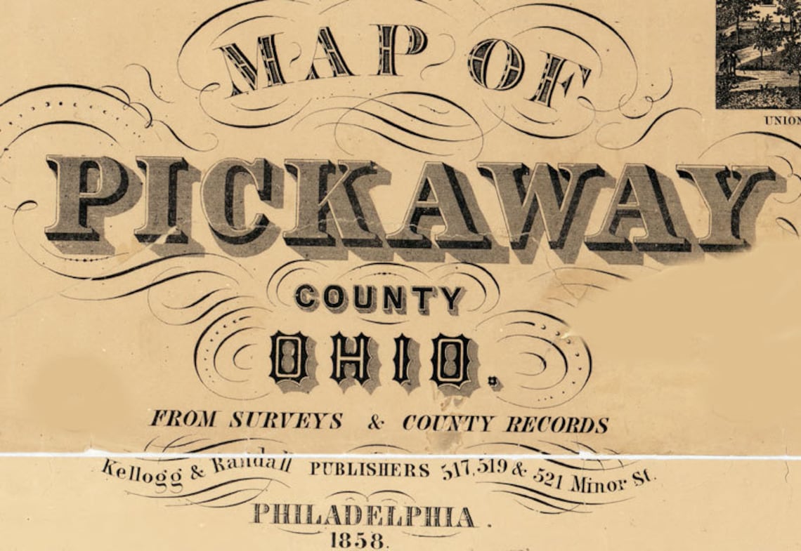 1858 Farm Line Map of Pickaway County Ohio Circleville - Etsy