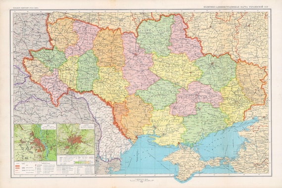 1939 Map of Ukraine - Etsy