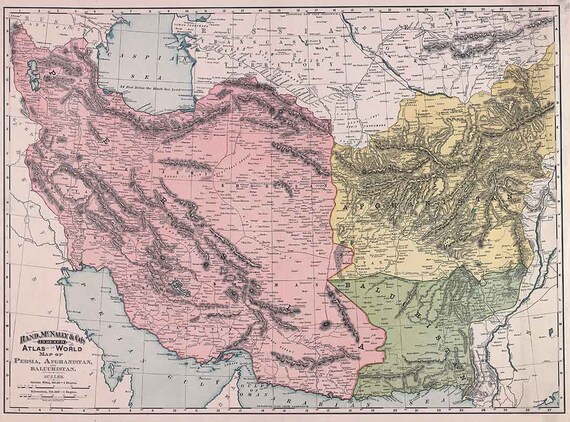 1892 Map of Persia Afghanistan and Baluchistan | Etsy