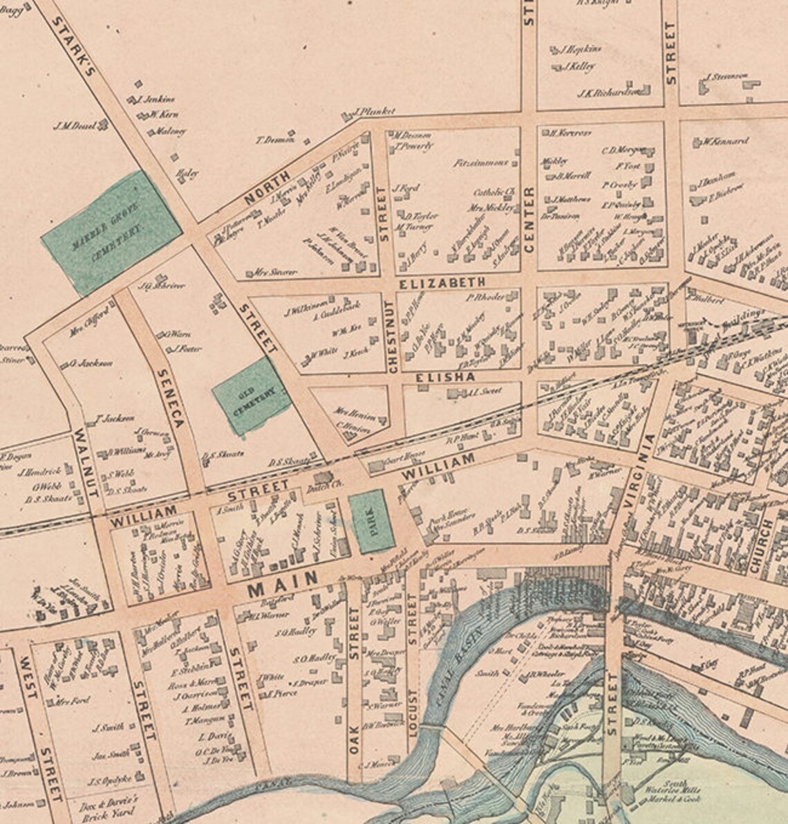 1855 Map of Waterloo Seneca County New York | Etsy