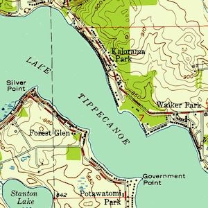 1950 Map of Tippecanoe Lake Indiana - Etsy