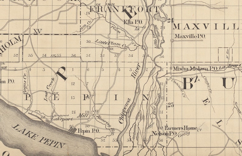 1880 Map of Pepin County Wisconsin - Etsy