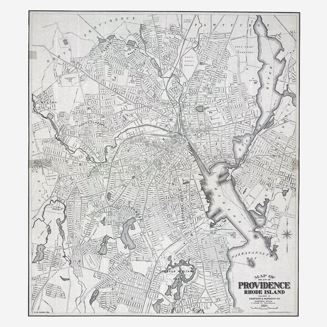 1920 Map of Providence Rhode Island - Etsy