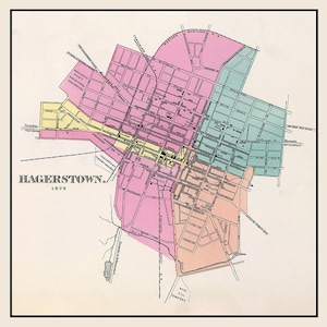 1873 Town Map of Hagerstown Maryland - Etsy