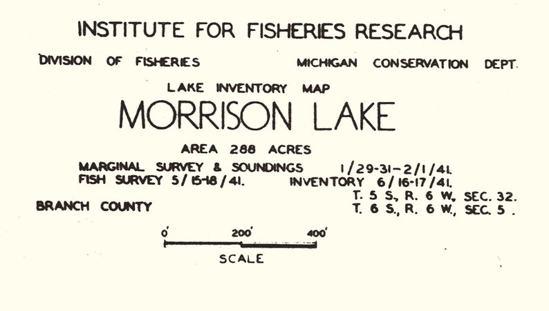 1941 Map of Morrison Lake Branch County Michigan - Etsy