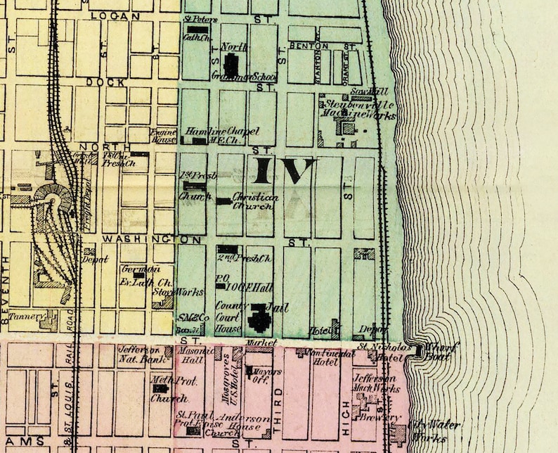 1877 Town Map of Steubenville Jefferson County Ohio - Etsy