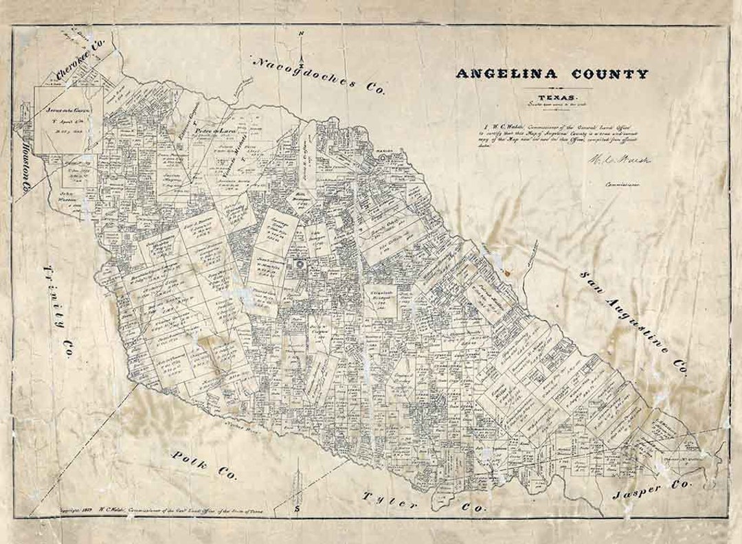 1879 Farm Line Map of Angelina County Texas - Etsy