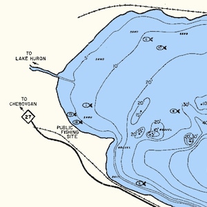 1956 Map of Mullett Lake Cheboygan County Michigan - Etsy