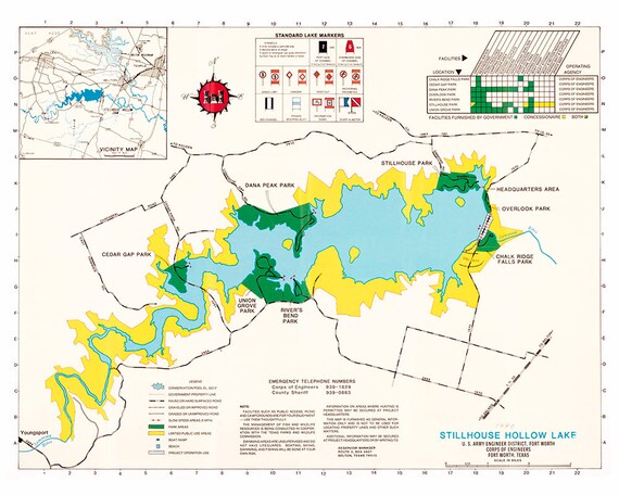 1990 Map of Stillhouse Hollow Lake Texas - Etsy