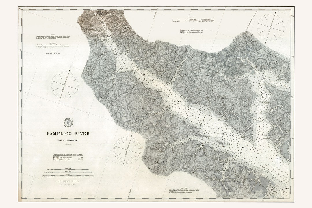 1873 Nautical Chart of Pamplico River North Carolina - Etsy